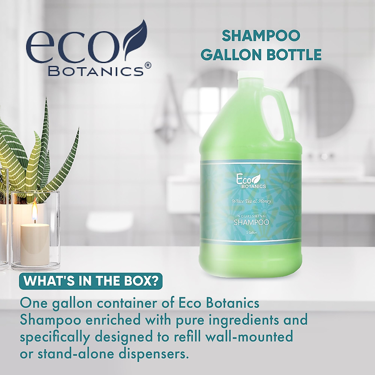 1-Shoppe Terra Pure Eco Botanics Natural Shampoo with Raw Honey & White Tea | Gallon Jug Bulk Toiletries for Airbnb, Vacation Rentals, and Home Bathroom | Refill for Soap Dispensers