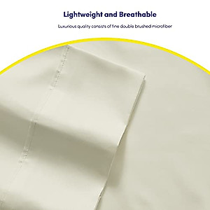 Queen Sheets Ivory - 6 Piece 1500 Supreme Collection Fine Brushed Microfiber Deep Pocket Queen Sheet Set Bedding - 2 Extra Pillow Cases, Great Value, Queen, Ivory