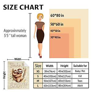 Sloth Blanket Gift for Mothers Day - 50x60 Inches Throw Size - Soft Fuzzy Plush Throws Mom Gift - Funny Throw Blanket for Bed, Couch, Sofa