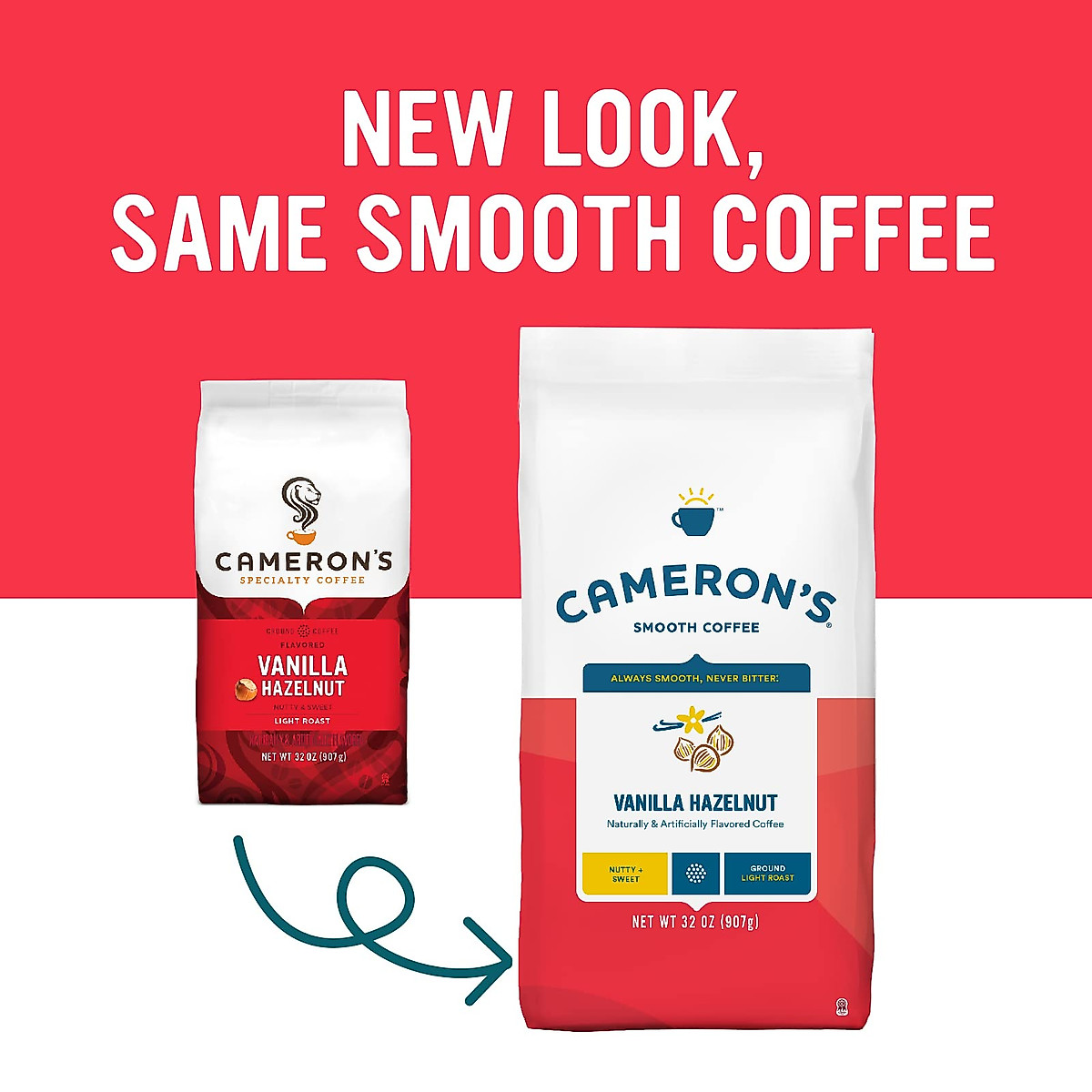 Cameron's Coffee Roasted Ground Coffee Bag, Flavored, Vanilla Hazelnut, 32 Ounce, (Pack of 1)