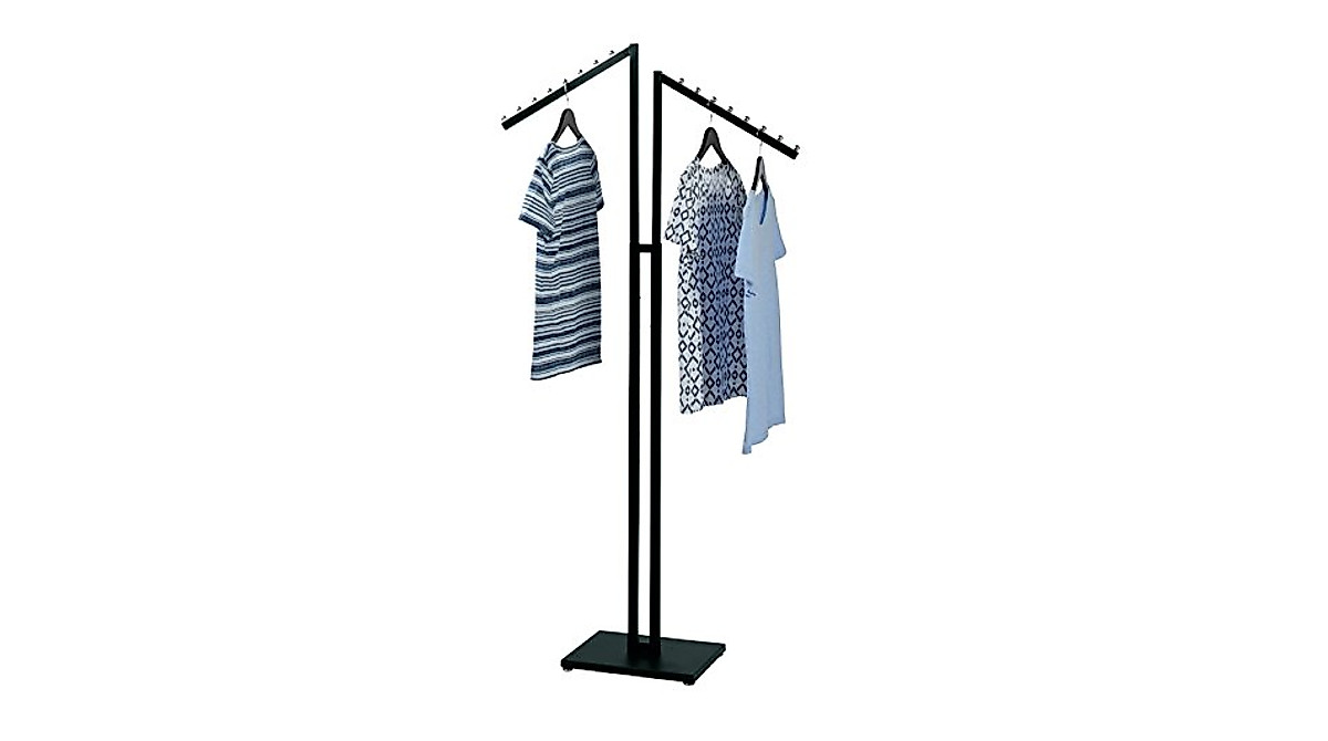 SSWBasics Black 2-Way Clothing Rack for Retail Use