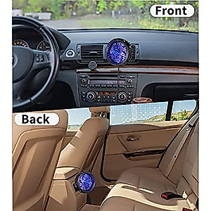 DEGEOBERLIN Car Fan USB Powered Fans Cooling Air Fan With Coloured Light Clip 360°Adjustable Vehicle Fan Portable Fan for Car Truck SUV RV Auto (Black)