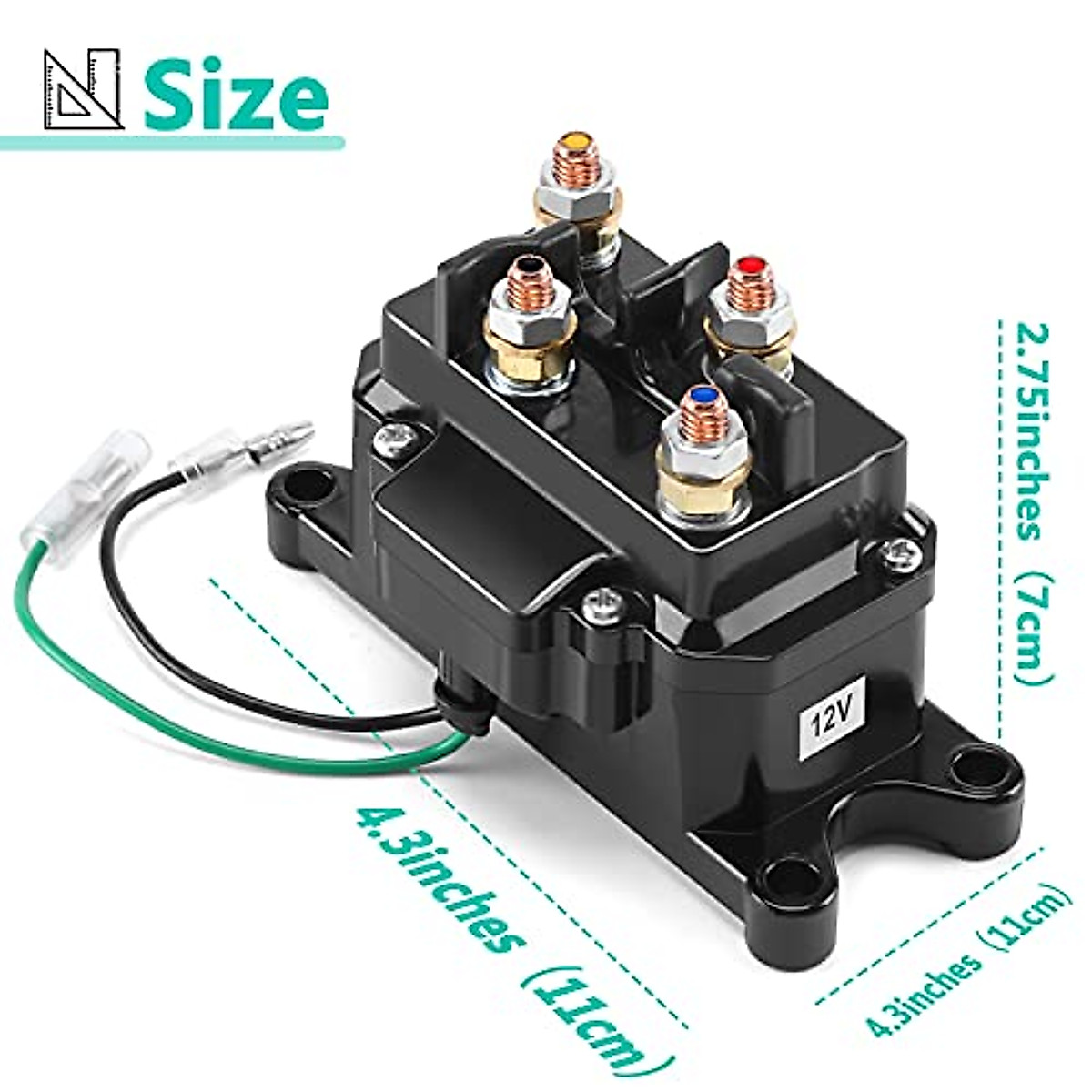 12V 250A Winch Solenoid Relay Contactor Thumb Truck for ATV UTV 2000-5000lbs Winch with 6 Protecting Caps - Ovsor