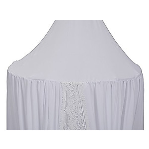 Kids Bed Canopy with Pom Pom Hanging Net for Baby Crib Nook Castle Game Tent Nursery Play Room Decor，White