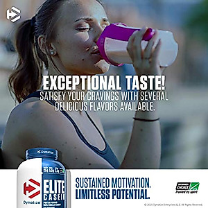 Dymatize Elite Casein Protein Powder, Slow Absorbing with Muscle Building Amino Acids, 100% Micellar Casein, 25 g Protein, 5.4 g BCAAs & 2.3 g Leucine, Helps Overnight Recovery, Cinnamon Bun, 64 Oz