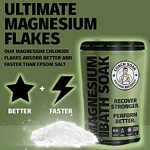 Coach Soak: Recovery Bath Soak – Rejuvenating Post Workout Natural Magnesium Flakes - 21 Minerals, Essential Oils & Dead Sea Bath Salts - Absorbs Faster Than Epsom Salts, 1.36kg (Eucalyptus)