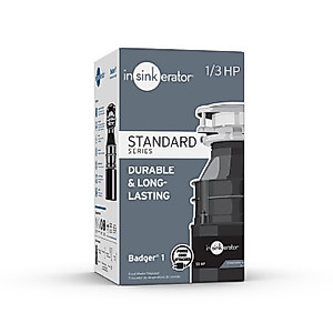 InSinkErator Garbage Disposal with Power Cord, Badger 1, Standard Series, 1/3 HP Continuous Feed, Black