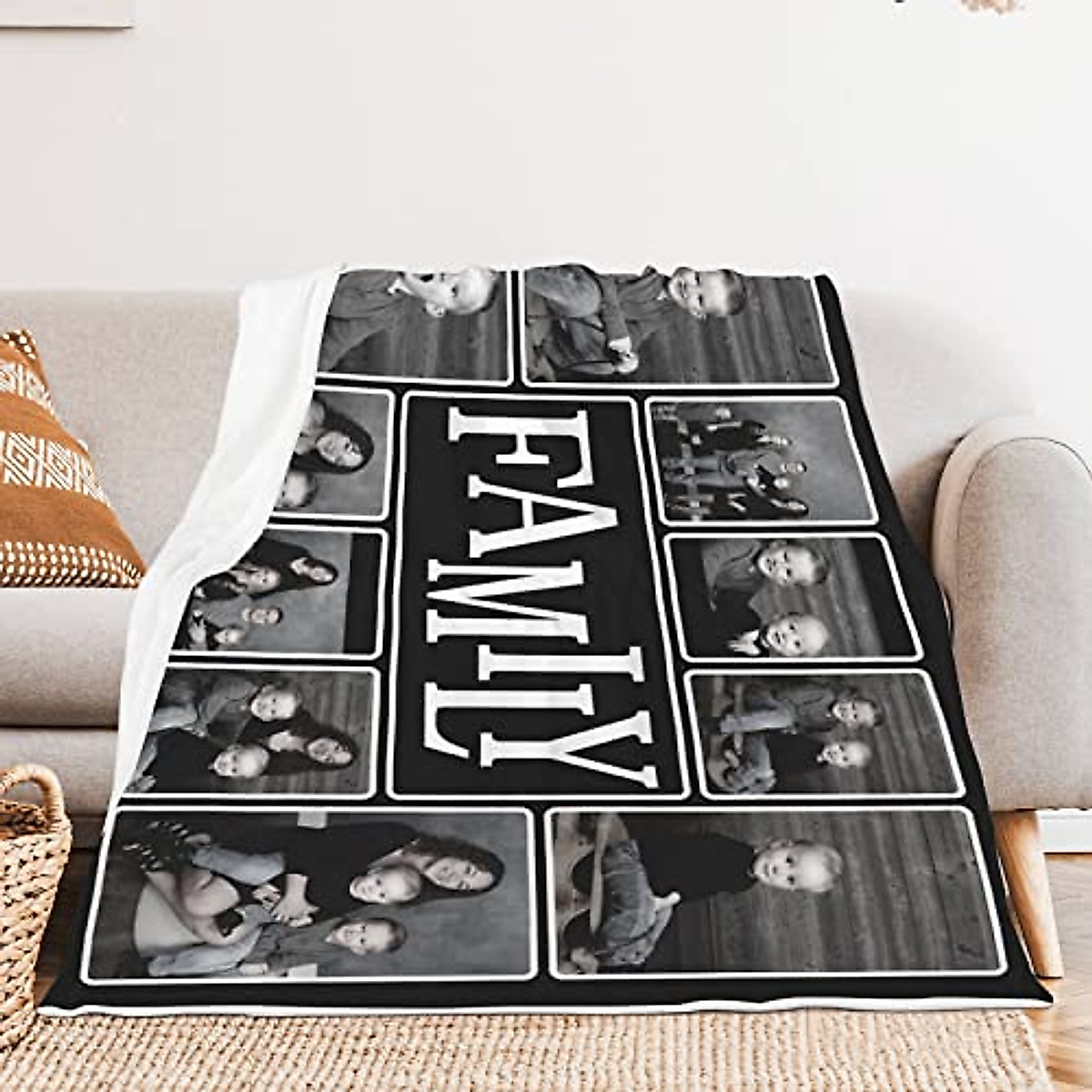 HYHSJY Custom Blankets with Photos, Personalized Throw Blankets with Family Pictures, Making Memories Souvenir Throw Blanket with Family Photos,Birthday Gift for Family Mom Dad Adult Kid