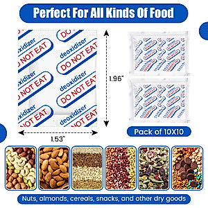 Lidisanita 400CC Oxygen Absorbers for Long Term Food Storage, 100 Count (10 Packs of 10) - Food Grade for Mylar Bags, Airtight Containers, Freeze Dryer & Dehydrator, White
