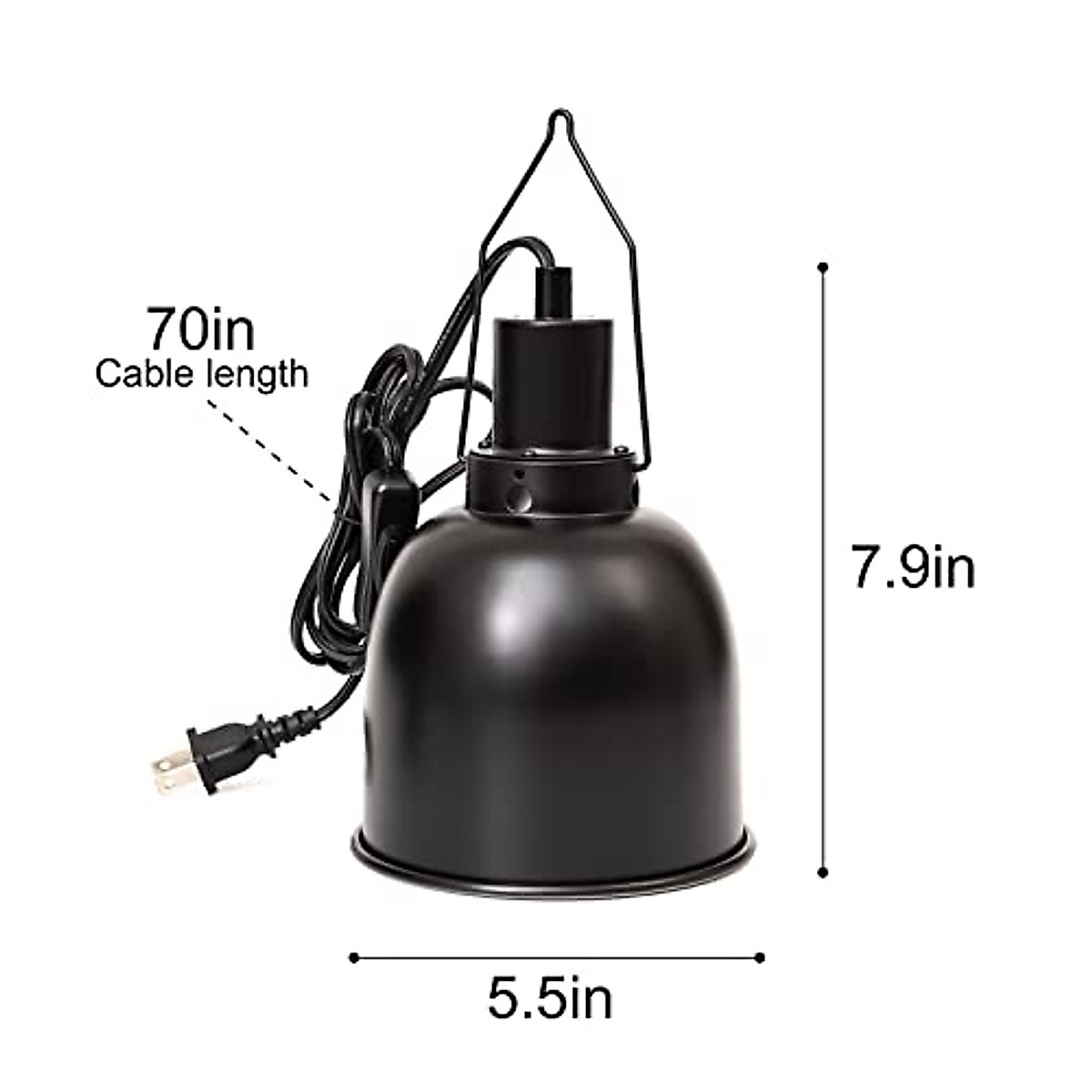 Reptile Lamp Fixture 5.5 Inches Deep Dome Lamp Cap, Optical Reflection Cover for Reptile Glass Terrariums