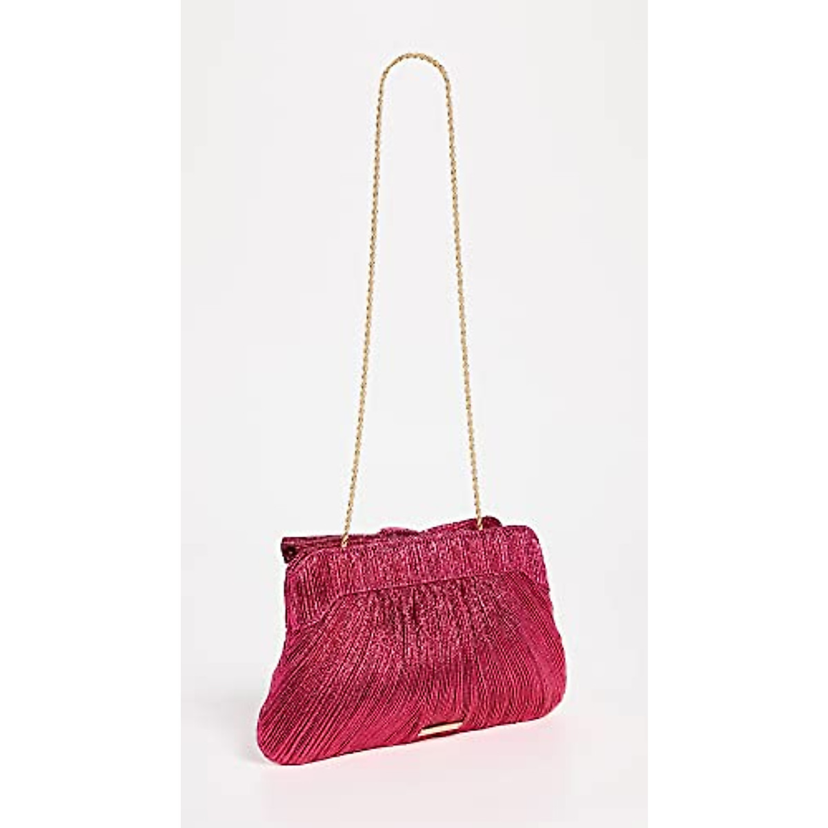 Loeffler Randall Women's Pleated Frame Clutch with Bow, Fuchsia, Pink, Metallic, One Size