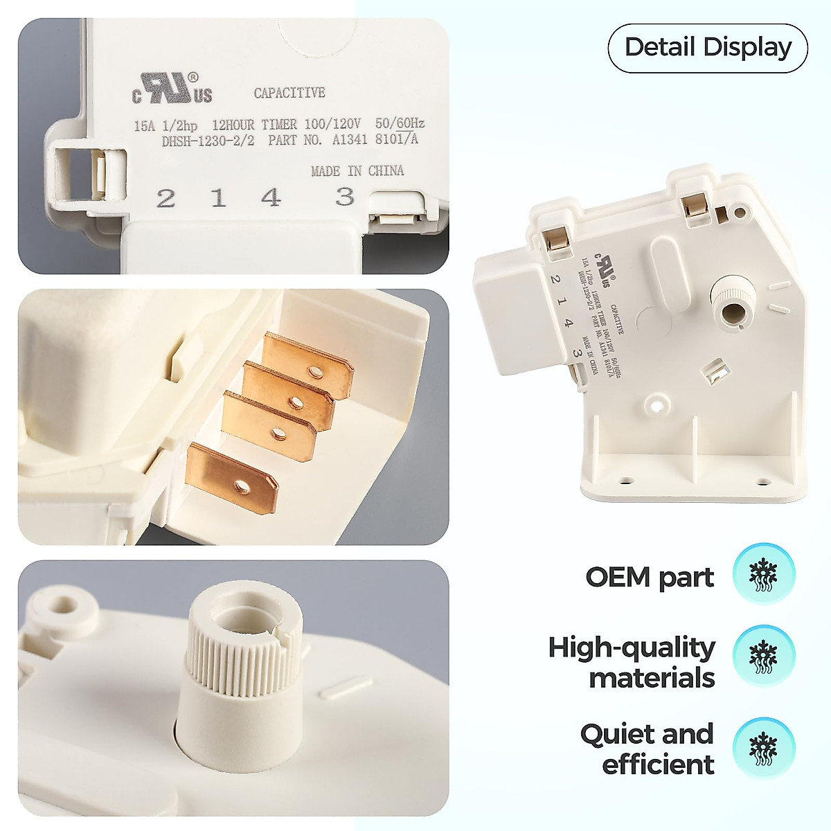 5304518034 Refrigerator/Freezer Defrost Timer Compatible with Frigidaire Kenmore Whirlpool Crosley Etc, Replacement Part 297318010 216744500 216744400 216517400 AP6799886 Etc