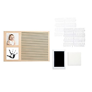 Pearhead Babyprints Letterboard Baby Handprint & Photo Frame, Wooden Customizable Letterboard for Baby, New Baby Keepsake