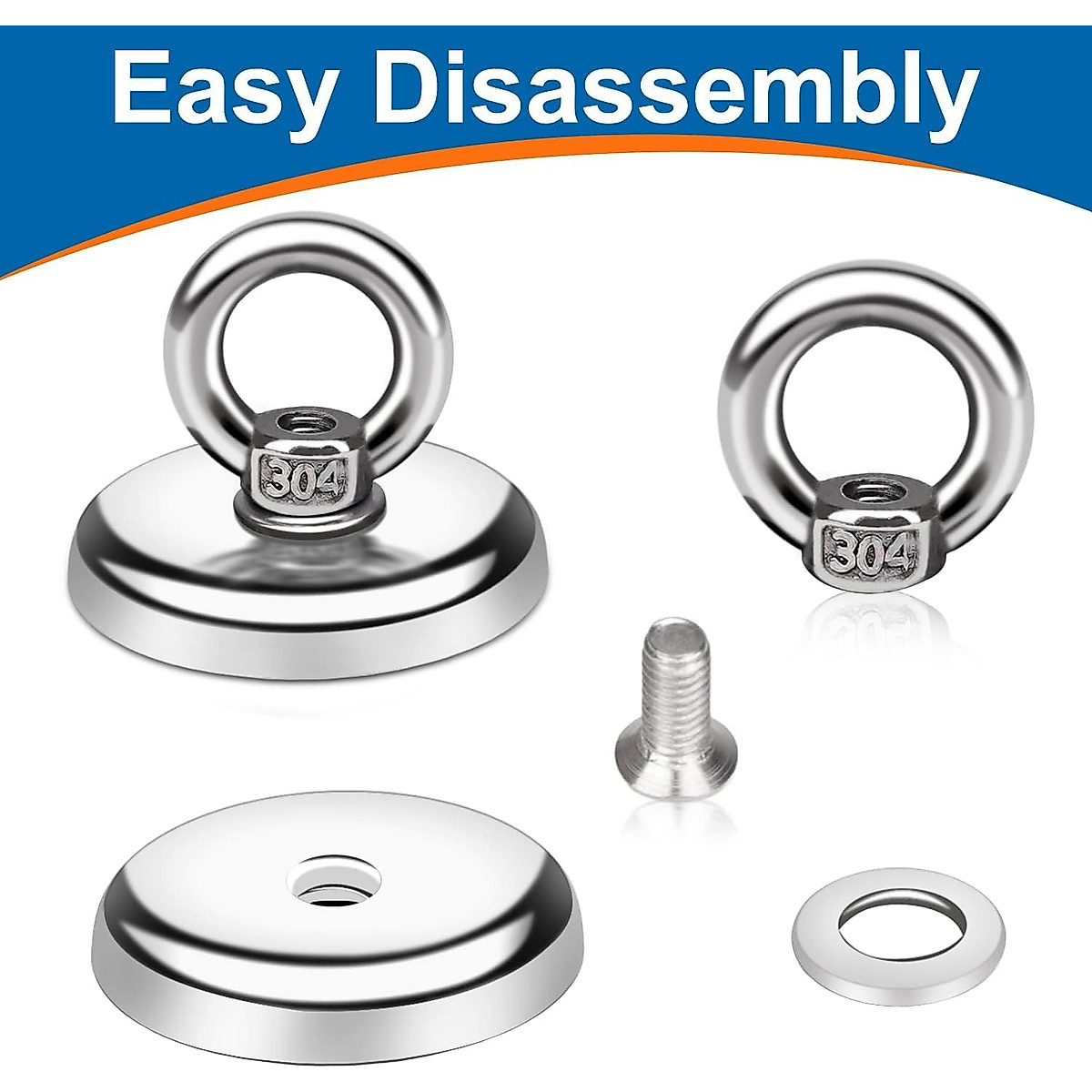 E BAVITE Magnetic Hooks, 100 LB（45KG） Heavy Duty Neodymium Magnet Hooks with Countersunk Hole Eyebolt, Perfect for Home, Kitchen, Workplace, Office and Garage, 20 Packs