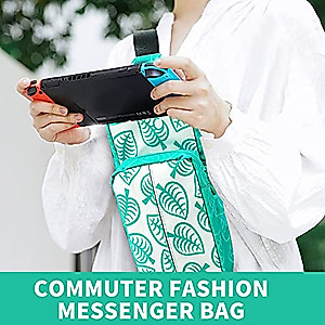 INFURIDER Portable Travel Carrying Case for Nintendo Switch,Fashion Leaf Design Shoulder Bag Storage Backpack Case for Switch/Switch Lite, Games Holder Case and Cell Phone