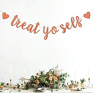 Rose Gold Treat yo self Banner-Dessert/Ice Cream/Popcorn Table Decorations-Home Party Supplies