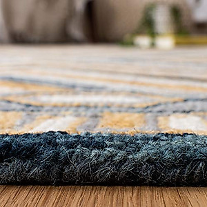 SAFAVIEH Aspen Collection 8' x 10' Navy / Gold APN809N Handmade Boho Wool Area Rug