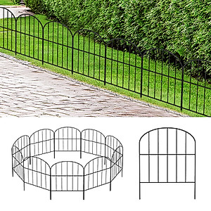 OUSHENG Small Decorative Garden Fence, 10ft (L) x 16.5in (H) Fencing, Rustproof Metal Wire Panel Border Animal Barrier for Dog, Flower Plant Edging for Yard Backyard Outdoor, Arched
