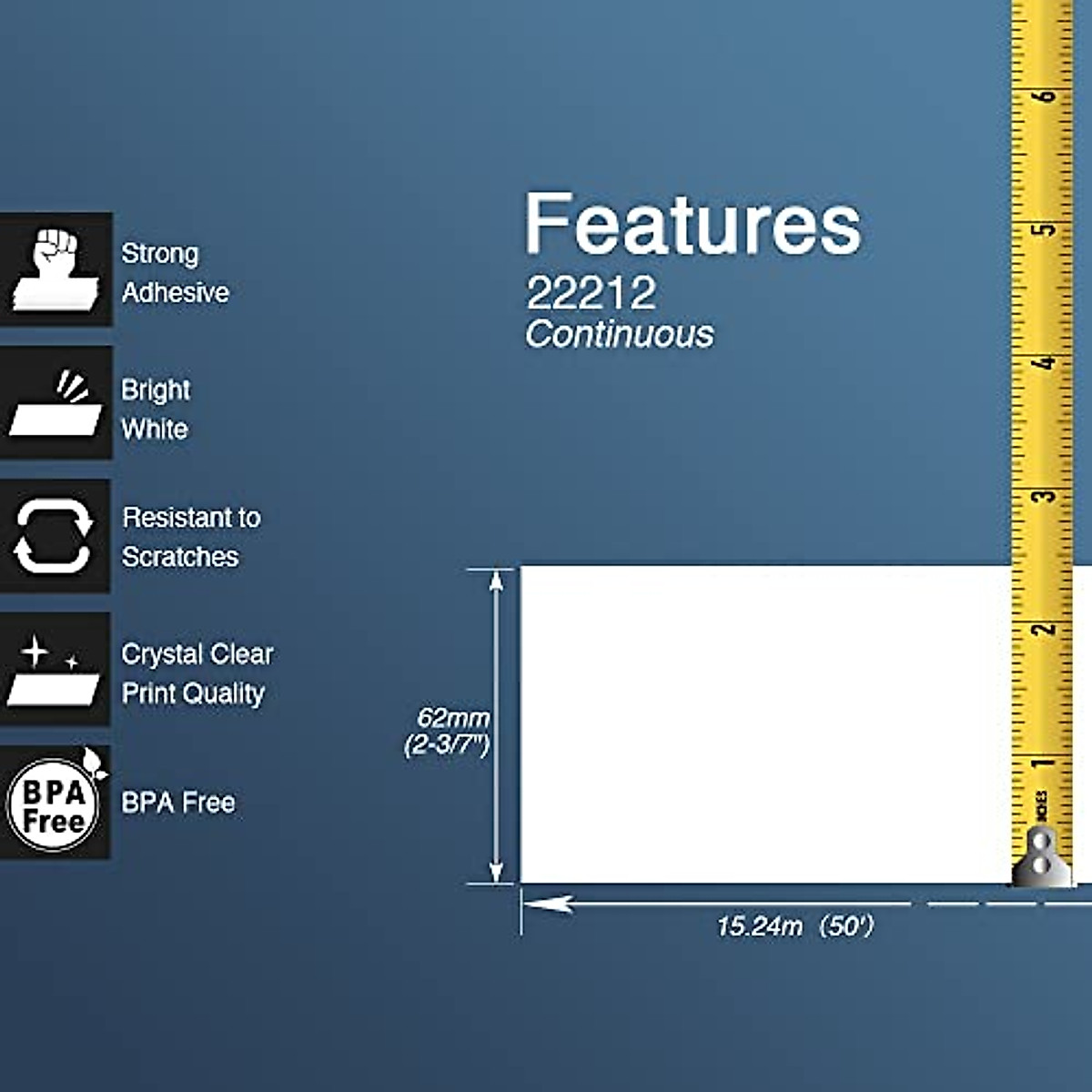 BETCKEY - Compatible Continuous Film Labels Replacement for Brother DK-2212 (2.4 in x 50 ft), Use with Brother QL Label Printers [10 Rolls + 2 Reusable Cartridges]