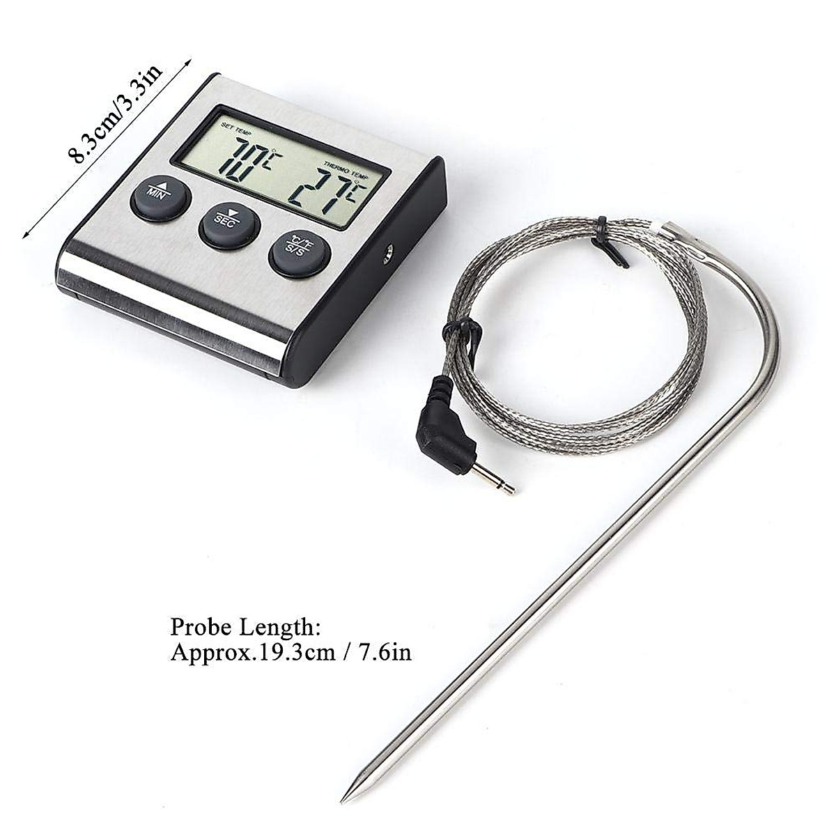 Digital Cooking Thermometer, Kitchen LCD Thermometer, BBQ Thermometer Cooking Meat Grilling Thermometer with Timer Function for Food Store/Grill/Family, Magnet on The Back