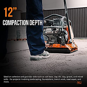 SuperHandy Plate Compactor Heavy Duty 7HP 4200lbs Impact Force - w/Water Tank for Concrete and Dirt