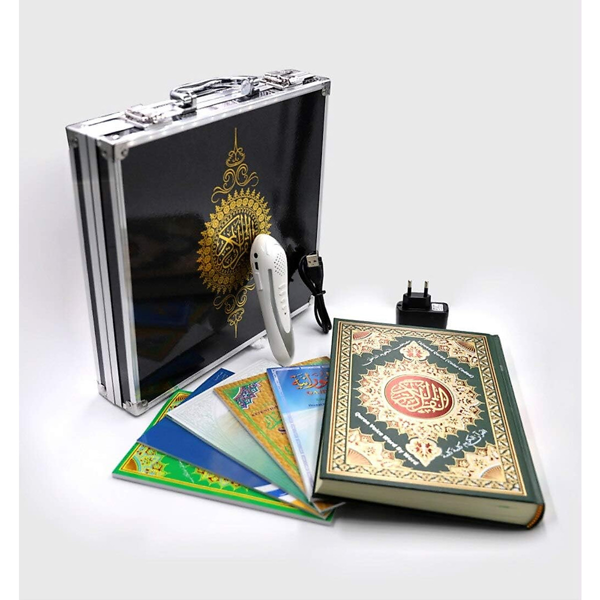 Ramadan Digital Quran Reading Pen 8GB Memory Downloading Reciters and Languages English Arabic Urdu French Spanish German etc,with 6 Holy Quran Books for Kid and Arabic