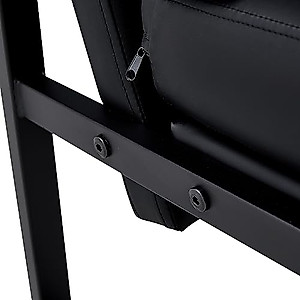 Uunquee Mid-Century Modern Loveseat Sofa,PU Leather 2 Seater Sofa Chair with 2 Pillows,Black Upholstered Accent Chair with Arms for Living Room,Office