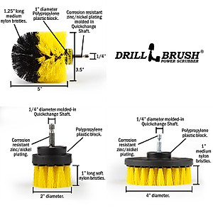 Drill Brush Attachment - Bathroom Surfaces Tub, Shower, Tile and Grout All Purpose Power Scrubber Cleaning Kit –Grout Drill Brush Set – Drill Brushes by Drill Brush Power Scrubber by Useful Products