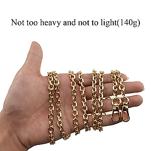 HAHIYO Mini Pochette Purse Chain Strap Thin Wide 6mm for LV Length 59.1 inches Thick 2mm Shiny Gold for Shoulder Cross Body Sling Handbag Wallet Clutch Comfortable Flat Metal Strap 1 Pack