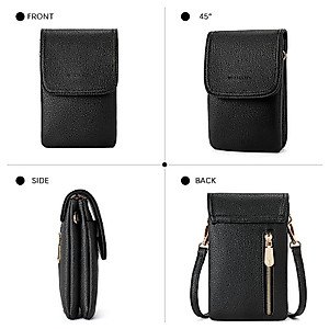 BOSTANTEN Leather Small Crossbody Bags for Women Designer Cell Phone Bag Wallet Purses Adjustable Strap Classic Black