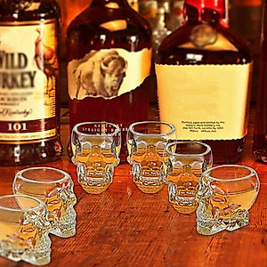 Ochine 3D Skull Shot Glasses Crystal Skeleton Cup Halloween Drinkware, 4 Glasses, 2.5 oz