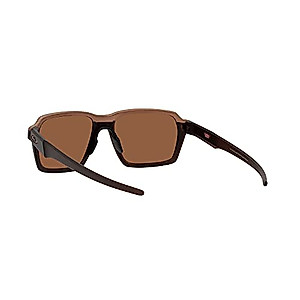 Oakley Men's OO4143 Parlay Rectangular Sunglasses, Matte Rootbeer/Prizm Tungsten Polarized, 58 mm