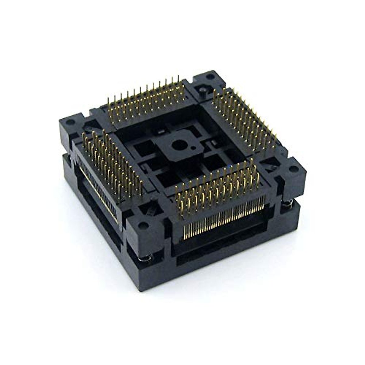 QFP144 Coverless Programming Adapter Socket/Burning Socket/IC Test Socket IC201-1444-026, 144-Pin, 0.5mm Pitch, IC Test Burn-in Socket, Applied to QFP144, TQFP144, FQFP144, PQFP144 Packages.