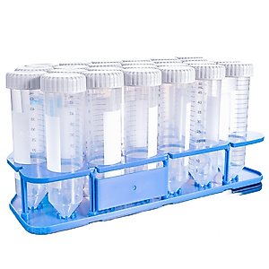 A-GEN 50mL Centrifuge Tubes with 5-Color Screw Caps [2Recycle Racks*25Tubes], USP VI Grade PP, Max RCF 12,000xg, Gamma Sterile, DNase/RNase Free,Non-Pyrogenic, Autoclavable [50PCS, 50mL Racked]