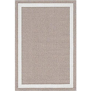 Rugs.com Georgia Collection Rug – 4' x 6' Taupe Flatweave Rug Perfect for Living Rooms, Large Dining Rooms, Open Floorplans