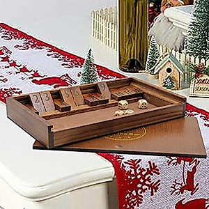 Juegoal Shut The Box Wooden Board Dice Game with 12 Numbers and Lid for Kids Adults Families, 2 Players and Up