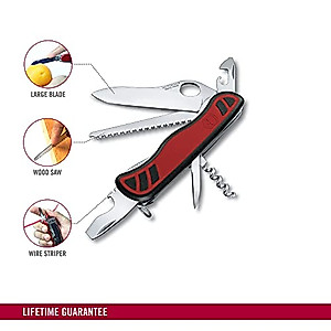 Victorinox Forester M Grip Swiss Army Pocket Knife, Large, Multi Tool, 10 Functions, Wood Saw, Red
