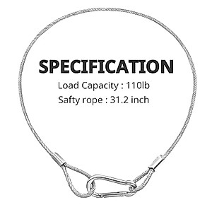 32'' Safety Cables 10 Pack, Czgor Stainless Steel Safety Cables with Carabiner Lock lighting Fall Prevention Security Cable Safety Rope for DJ Stage Lighting Bicycle Luggage Lock 110lb Load Capacity