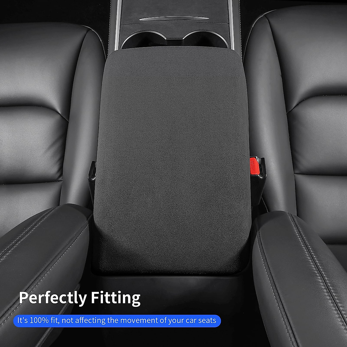 ushilife Armrest Cover Center Console Armrest Box Case Protector Lid Pad + Center Console Wrap Kit for Tesla Model 3 Model Y 2017-2020 Alcantara Suede Fabric Interior Decoration