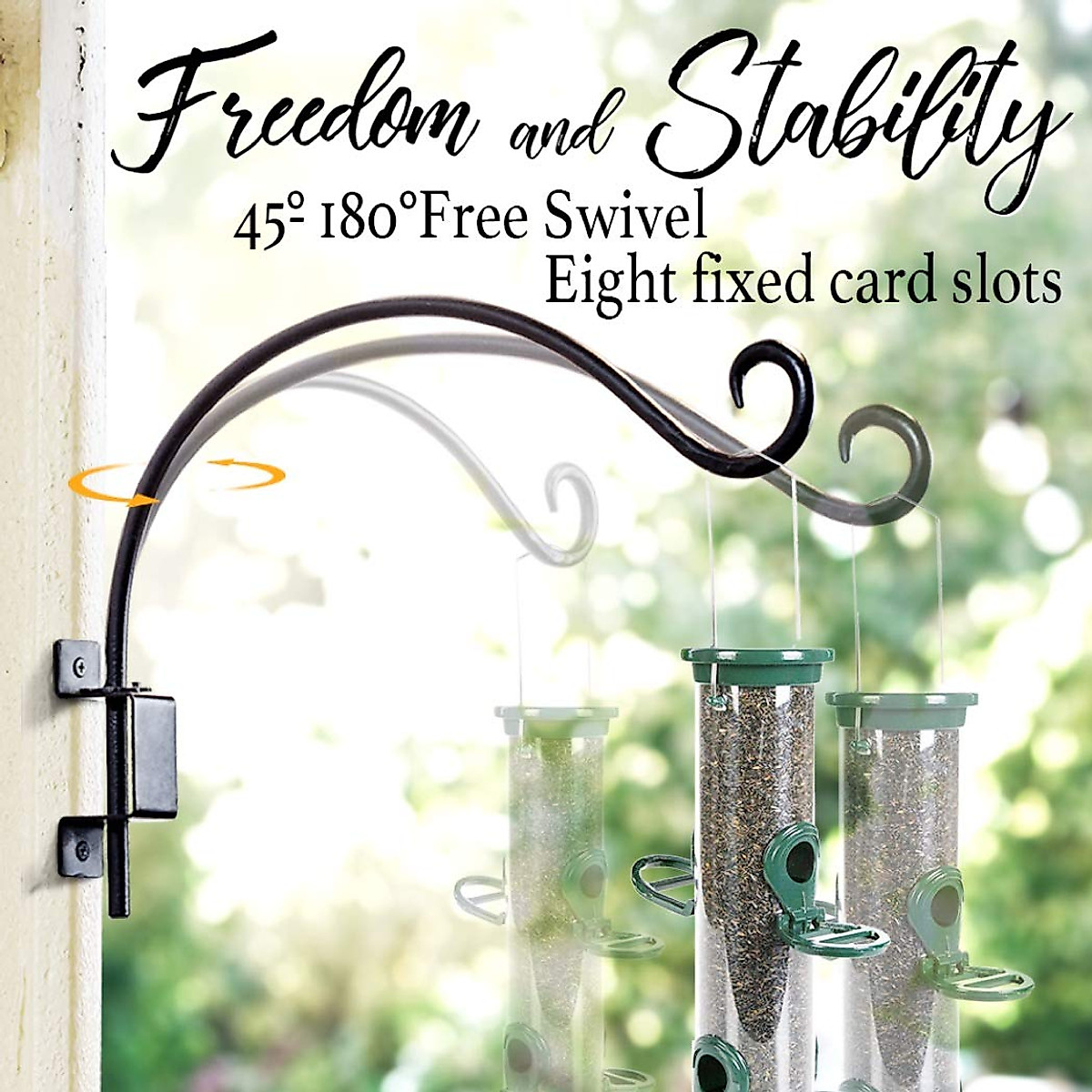 Lifyzoon Swivel Bird Feeder Hanger Hook: Swivel Hanging Plant Bracket Outdoor - Wall Mount Swivel Hanging Hook for Bird Feeder 16-Inch