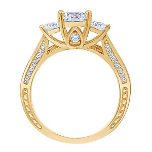 La4ve Diamonds Beyond Brilliance Beyond Brilliance Round Cut AAA Cubic Zirconia Engagement Ring Bridal Set for Women | Yellow Gold Plated Silver Ring | Fashion Jewelry for Her | Gift Box Included