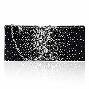 Yokawe Women Clutch Purse Sparkling Rhinestone Evening Bag Wedding Formal Party Prom Handbag (Black)