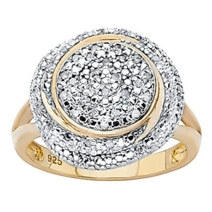 PalmBeach Jewelry Yellow Gold-plated Sterling Silver Round Genuine Diamond Halo Ring (1/5 cttw, I Color, I3 Clarity) Sizes 6-10 Size 10