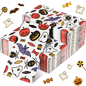 100 Pcs Halloween Napkins Paper Halloween Guest Napkins Christmas Napkins Paper Christmas Guest Napkins Halloween Christmas Napkins Disposable Cocktail Napkins Paper for Party Bathroom