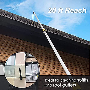 Buyplus Gutter Cleaning Wand - 12FT Telescoping Gutter Cleaners from The Ground, Gutter Cleaning Tools for Garden Hose Attachment, 20 Feet High Reach Gutter Cleaning Pole Kit