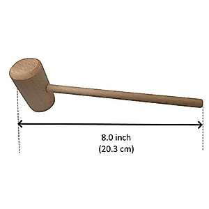 BSANG 8-Inch Large Wooden Crab Lobster Mallet, Seafood Hammers Shellfish Mallets, Wooden Hammer for Chocolate, Hammer Golf Tees, Breakable Heart Hammer, Natural Hard Beechwood (6 Pcs)