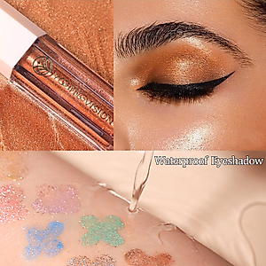 Rosarden Glitter Liquid Eyeshadow, Glitter Eyeshadow, Face Glitter, Liquid Eyeshadow,Metallic Eye Shadow, Long Lasting, Quick-Drying, Waterproof Orange Glittering Eye Shadow For Women