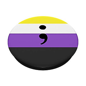 Mental Health Semicolon Non-Binary Nonbinary Enby Pride Flag PopSockets Swappable PopGrip