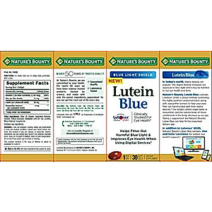 Nature's Bounty Lutein Blue Pills, Eye Health Supplements and Vitamins with Vitamin A and Zinc, Supports Vision Health