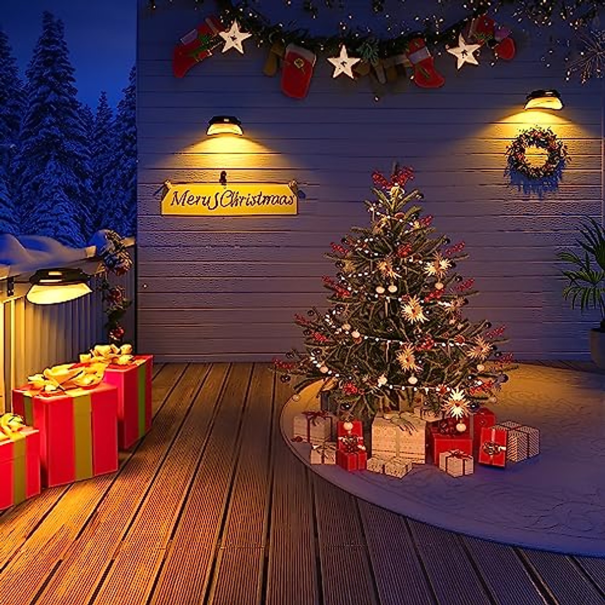 JSOT Halloween Solar Gutter Lights, Christmas Solar Lights Outdoor Waterproof Fence Lights Clip Lighting 2 Installations Methods for Deck Garden Porch Garage Stairs Wall - White Light, 6 Pack